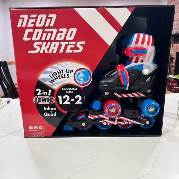 Toys | Neon Combo Skates With Lightup Wheels Black And Blue | Poshmark